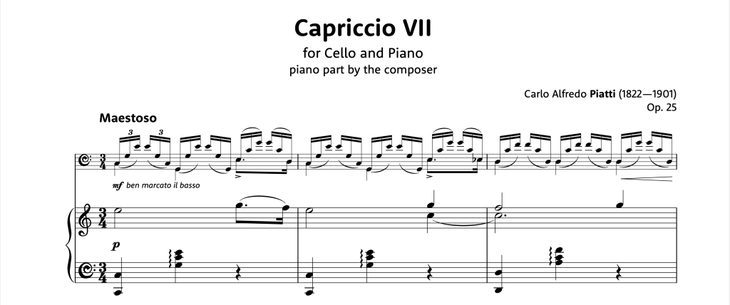UPDATED EDITION: Carlo Alfredo Piatti—Capriccio n° 7 op. 25 for Cello ...