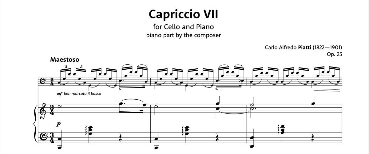 UPDATED EDITION: Carlo Alfredo Piatti—Capriccio n° 7 op. 25 for Cello ...